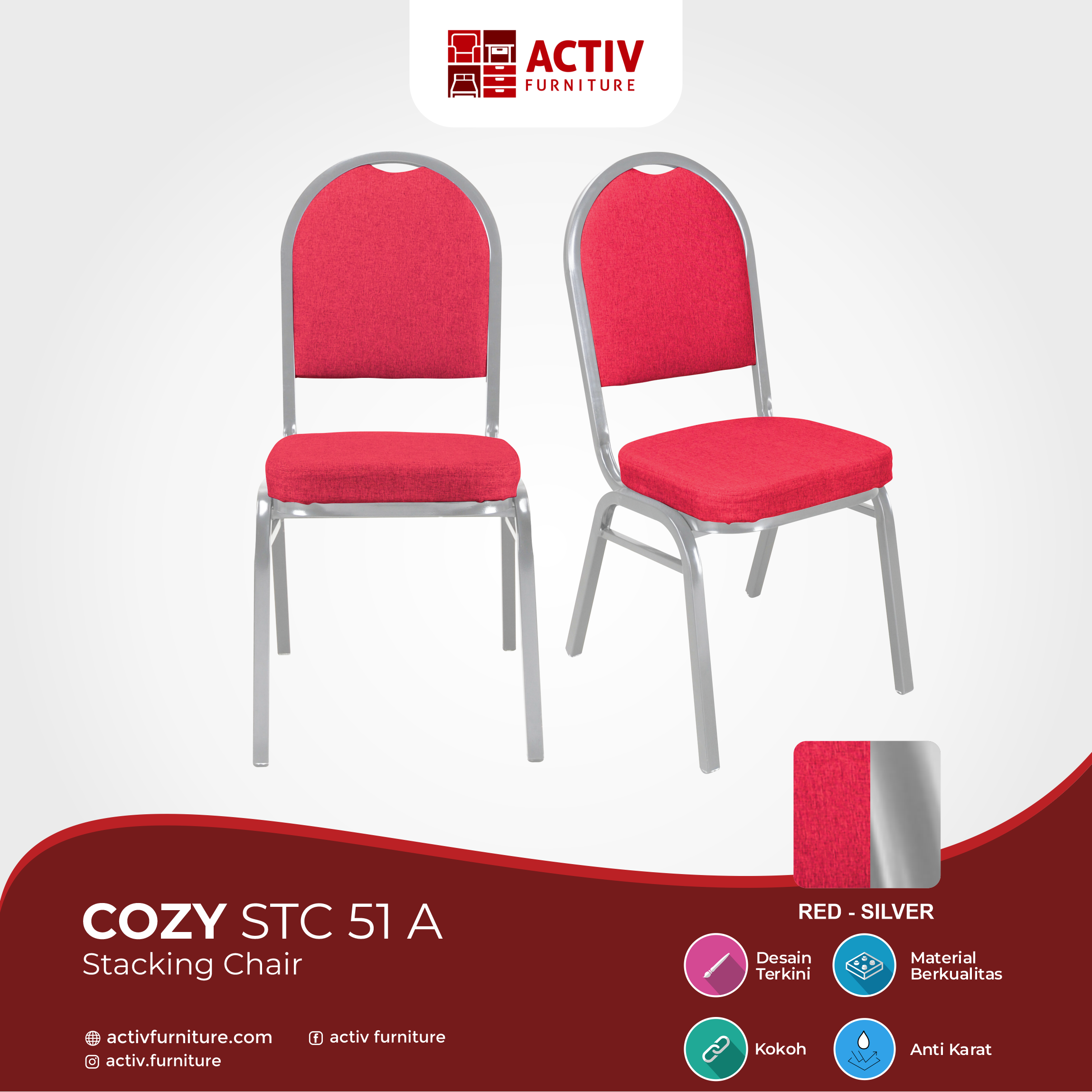 Kursi Besi Tumpuk/Stacking Chair – Cozy STC 51 A – Activ Furniture - Activ Furniture