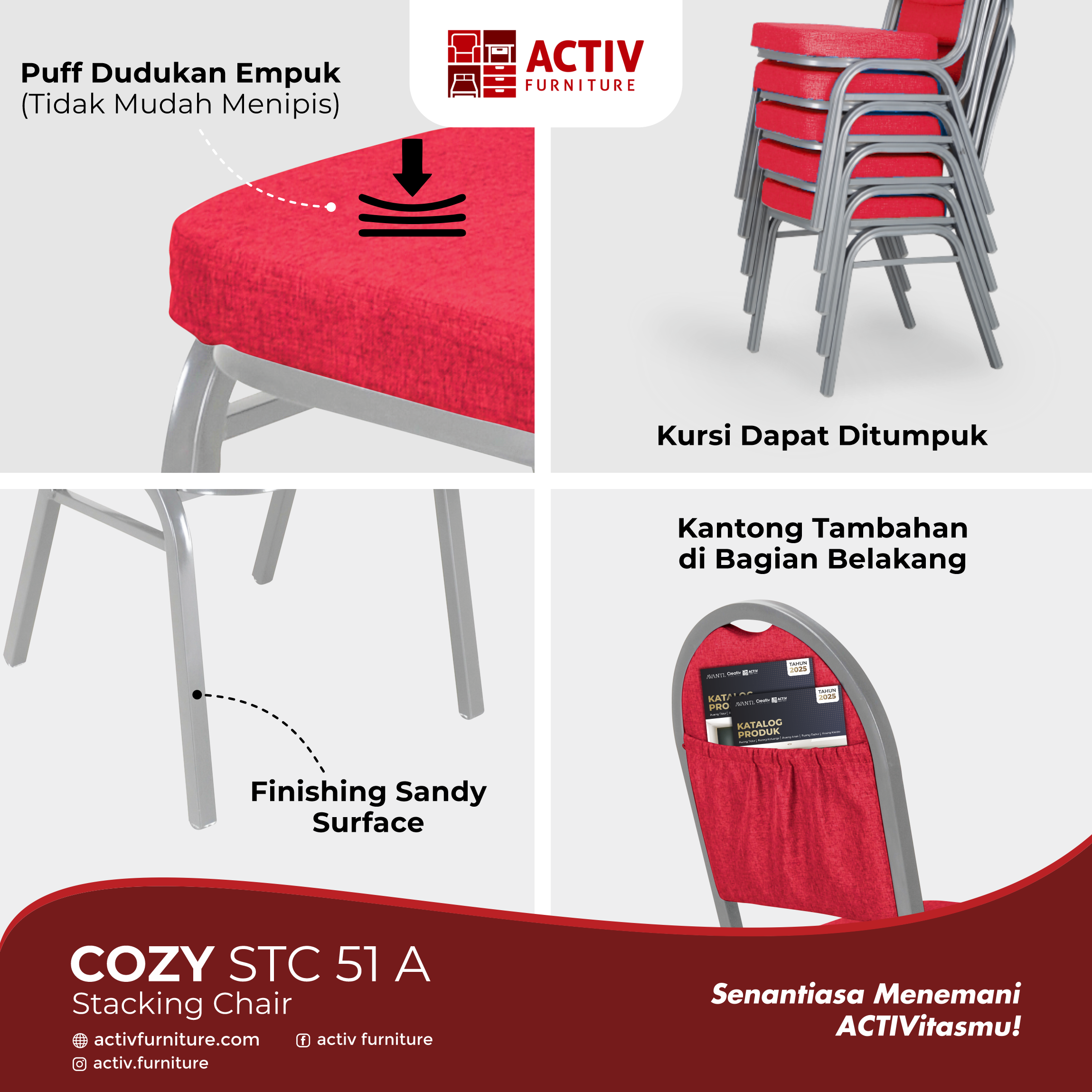 Kursi Besi Tumpuk/Stacking Chair – Cozy STC 51 A – Activ Furniture - Activ Furniture