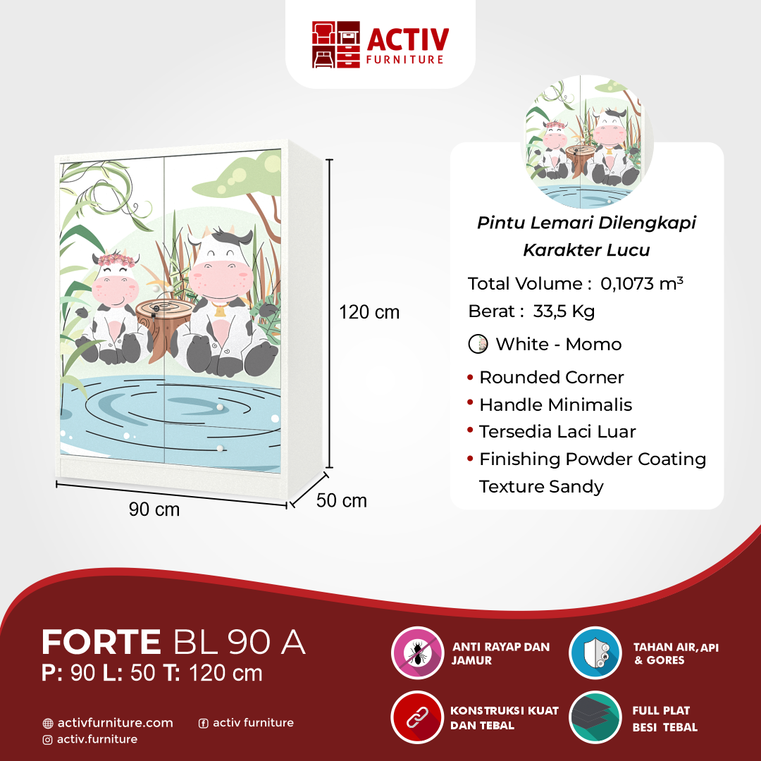 Lemari Pakaian Anak – Forte BL 90 A – Activ Furniture